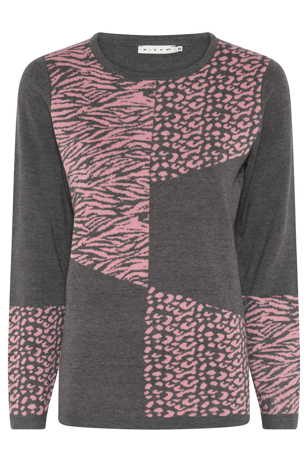 Micha basic animal mix knit - Strikbluse med dyreprint - KVINDE - Hos Lohse