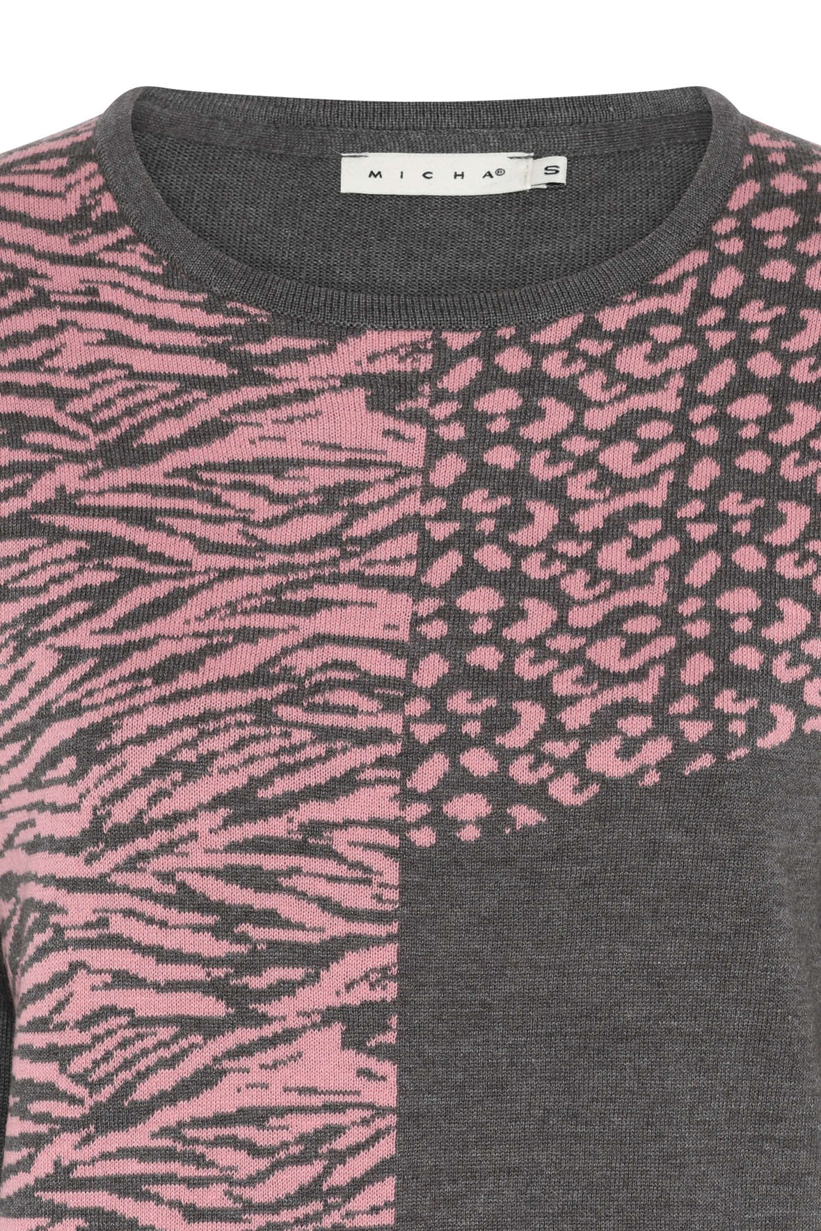 Micha basic animal mix knit - Strikbluse med dyreprint - KVINDE - Hos Lohse