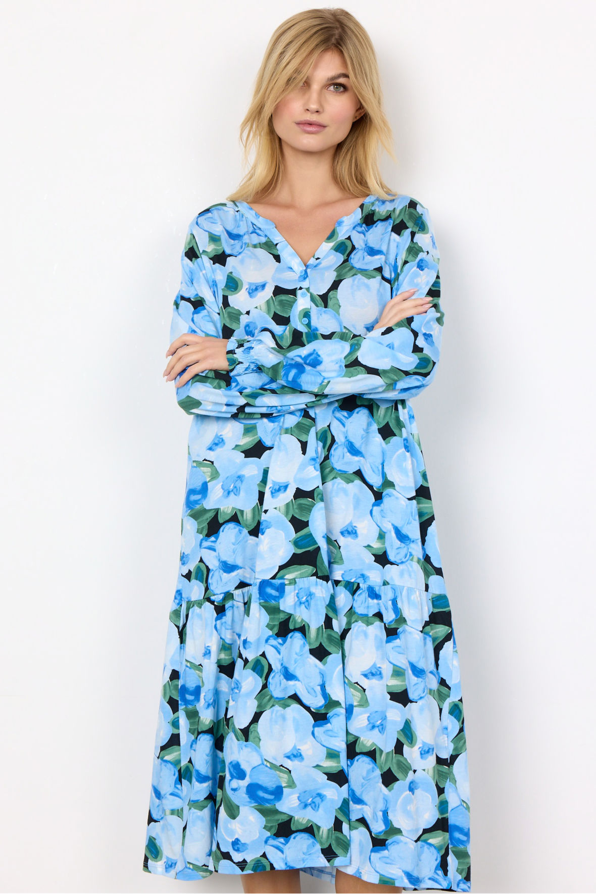 Soyaconcept sc-Felicity aop 411 lyseblå farvet blomsterprint kjole ...