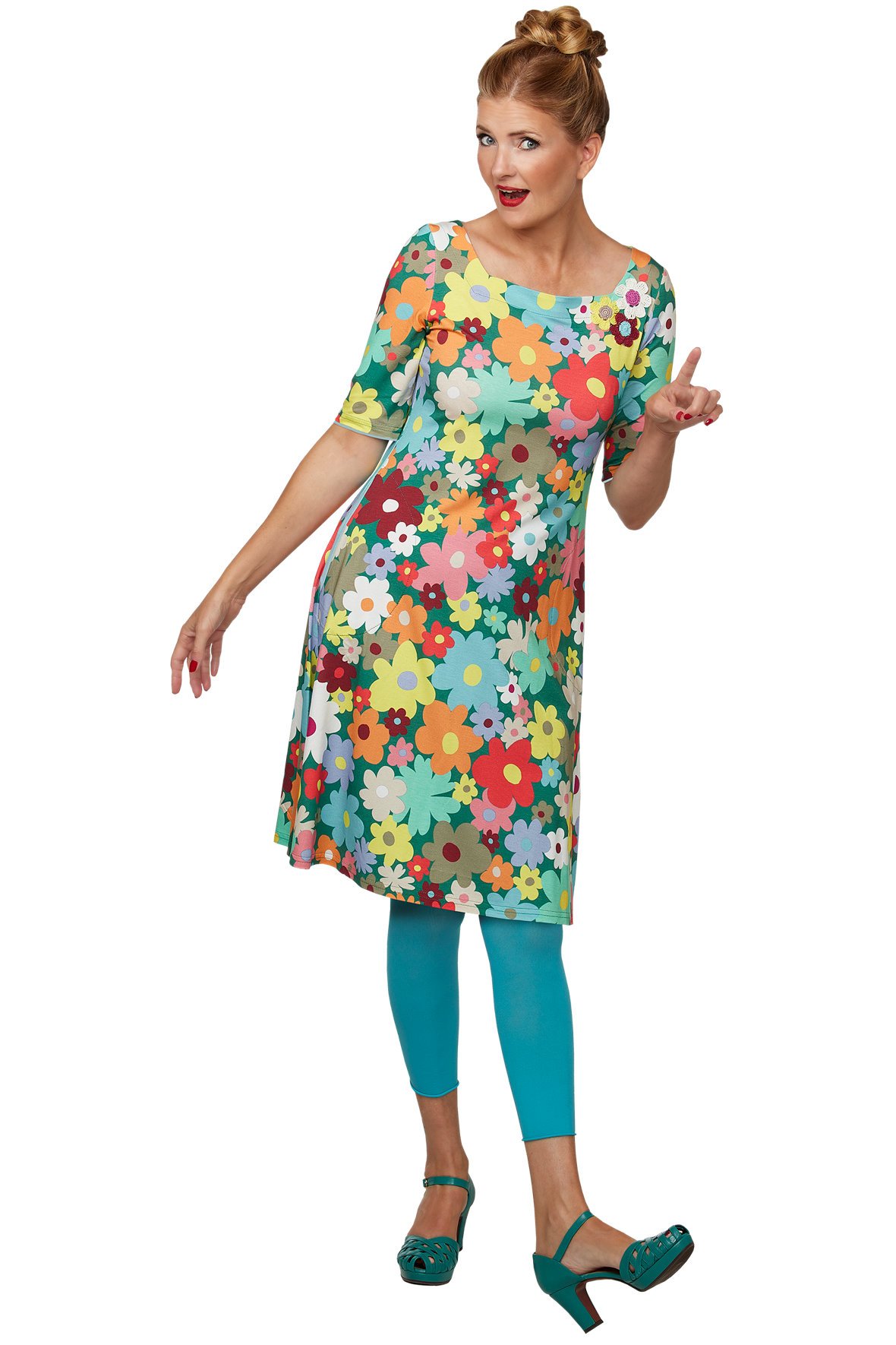 duMilde duCaroline i Hey Ho blomstret print - jersey kjole - Hos Lohse