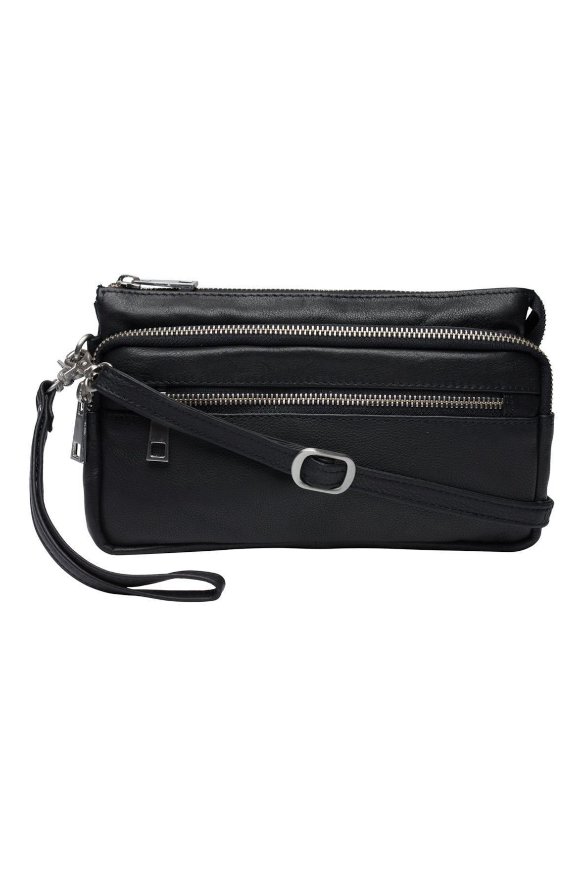 Tim & Simonsen Betty Clutch sort skind pung og taske i et - Hos Lohse