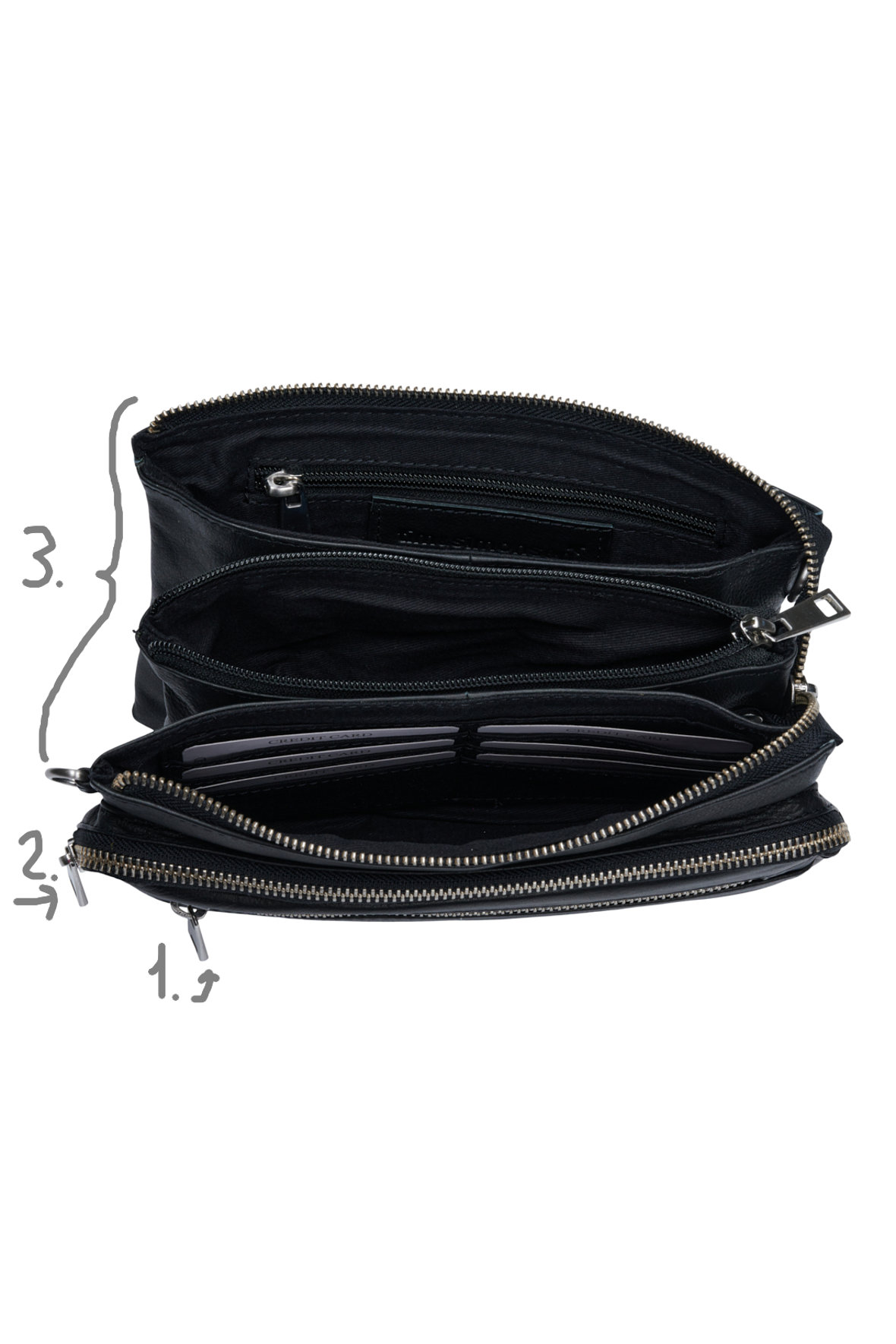 Tim & Simonsen Betty Clutch sort skind pung og taske i et - Hos Lohse