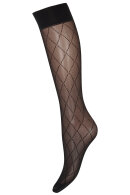 Decoy Check Knee High ternet knæstrømpe 25 Denier - sort - Hos Lohse